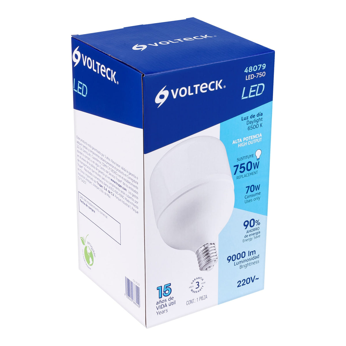 Volteck LED-750 Lámpara LED alta potencia 70 W (equiv. 750 W), luz de – Ferrenacional