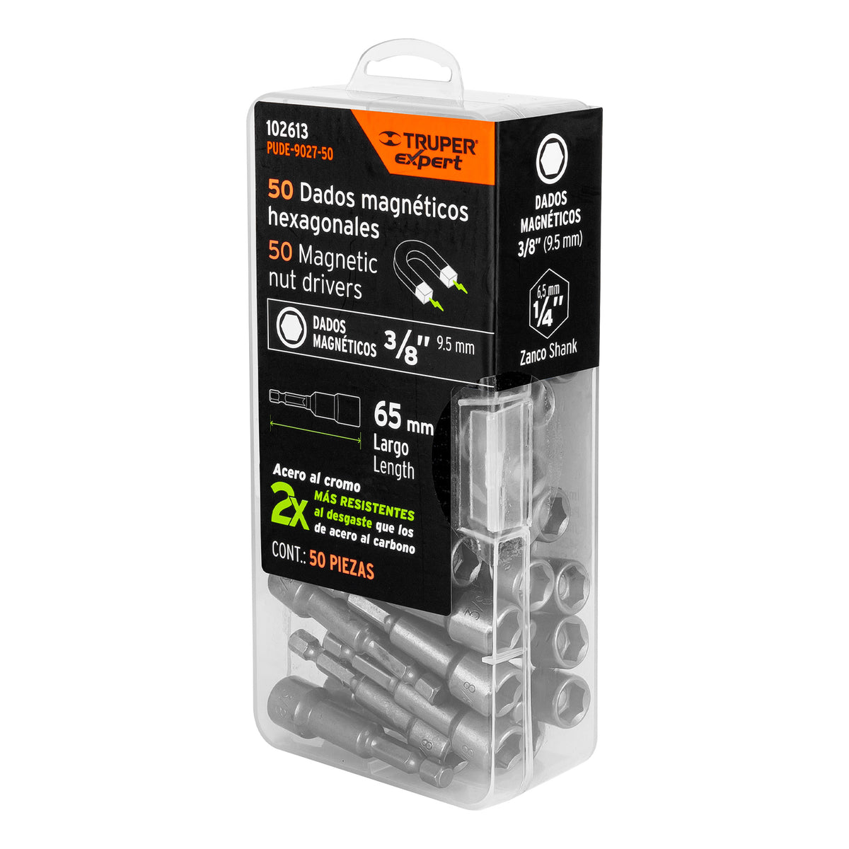 Truper PUDE-9027-50 Estuche con 50 dados magnéticos de 3/8' largo 2' – Ferrenacional