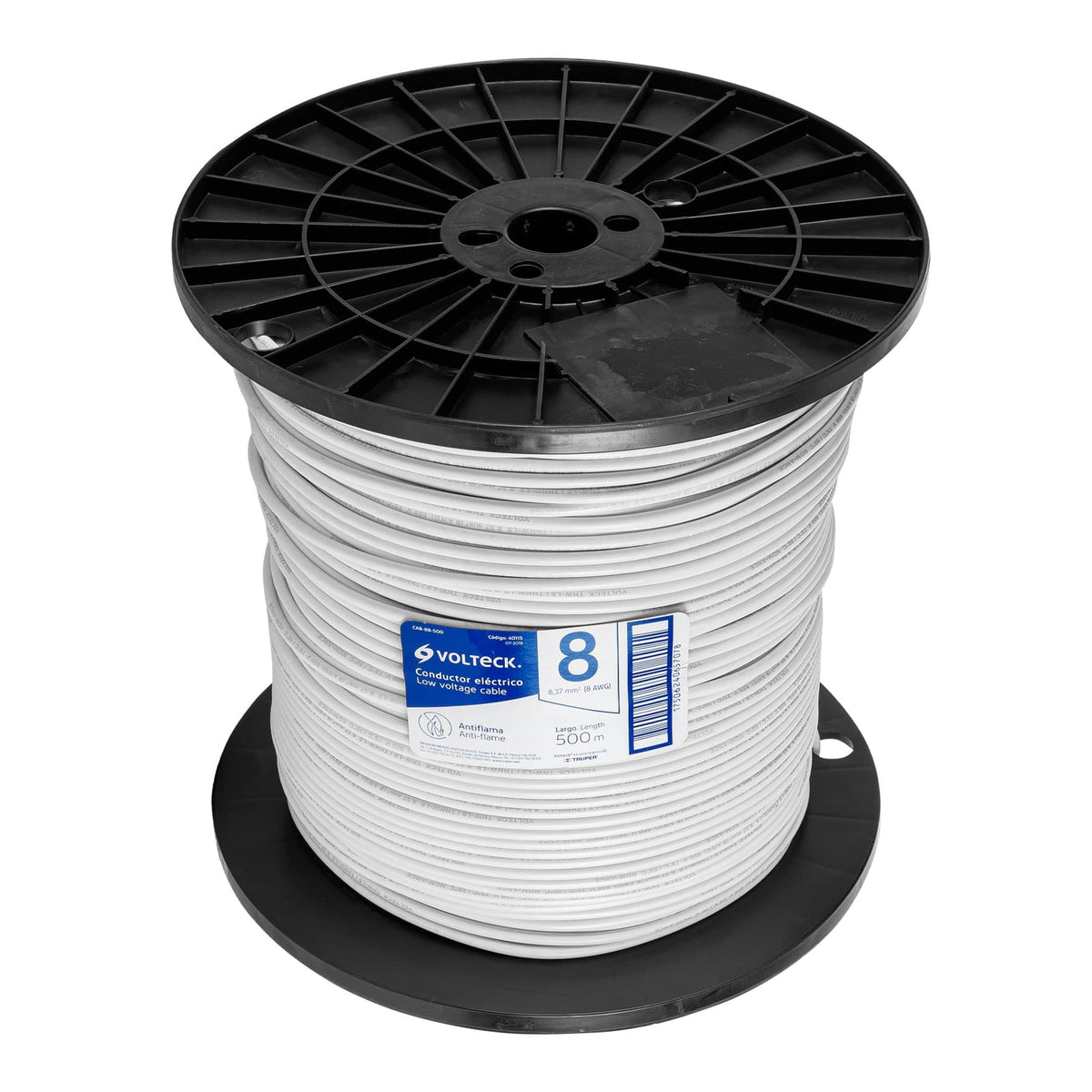 Volteck CAB-8B-500 Cable THHW-LS 8 AWG blanco en carrete de 500 m ...