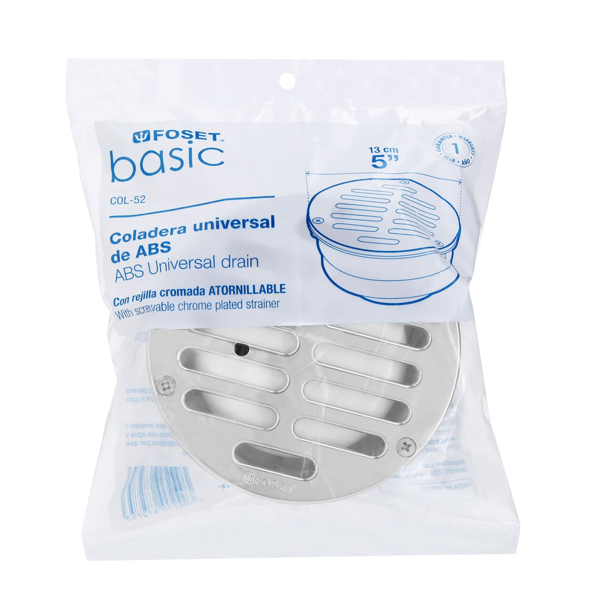 Foset COL-52 Coladera universal ABS 5', rejilla con 3 tornillos ...