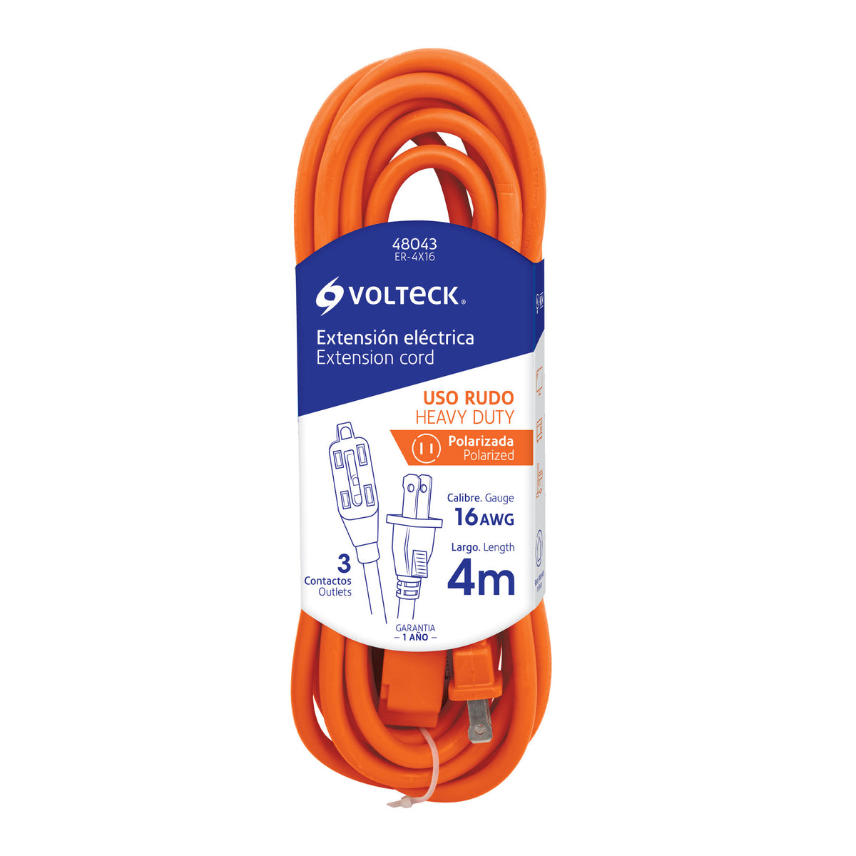 Volteck ER-4X16 Extensión eléctrica de uso rudo 4 m 2x16 AWG ...