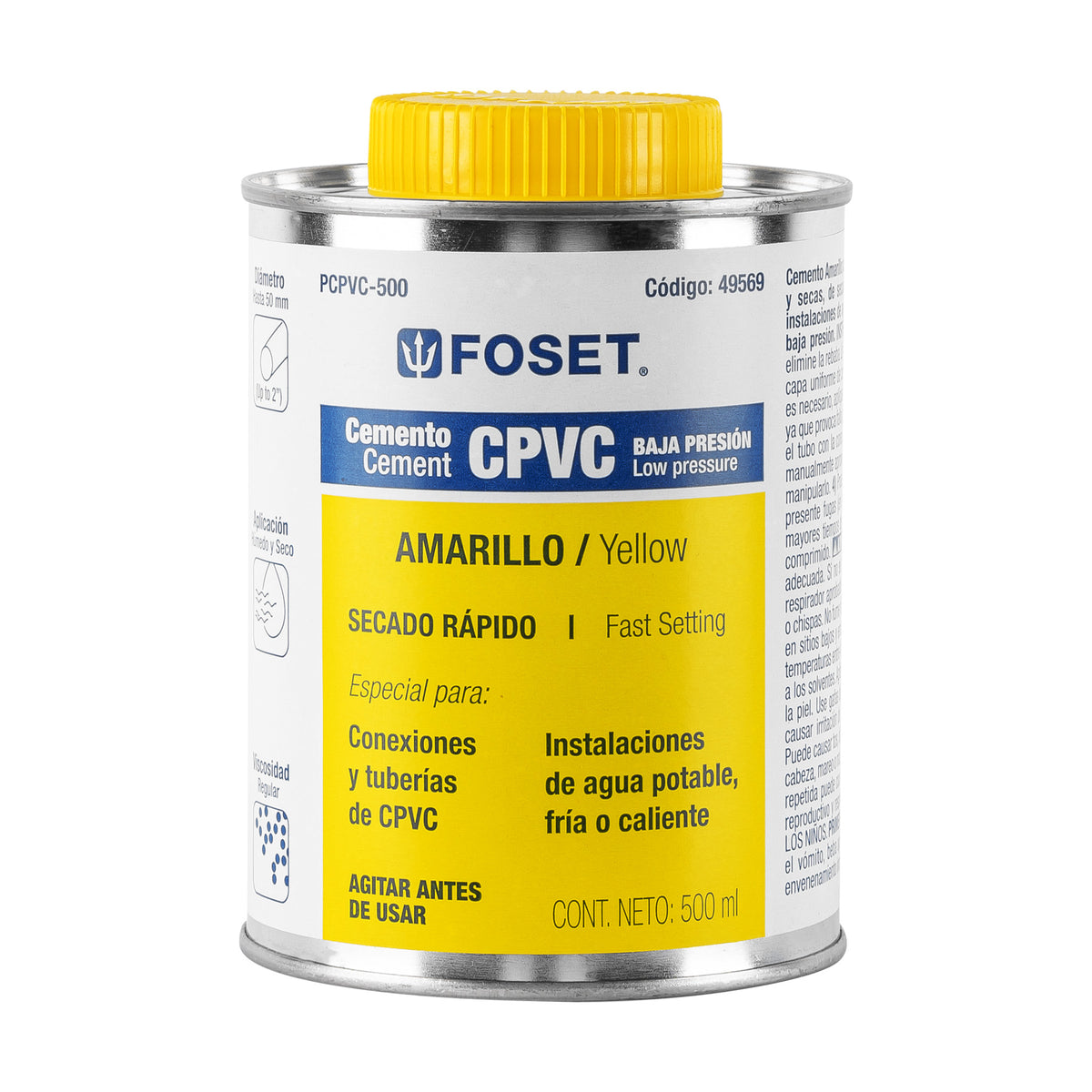 Foset PCPVC-500 Cemento para CPVC, bote 500 ml – Ferrenacional