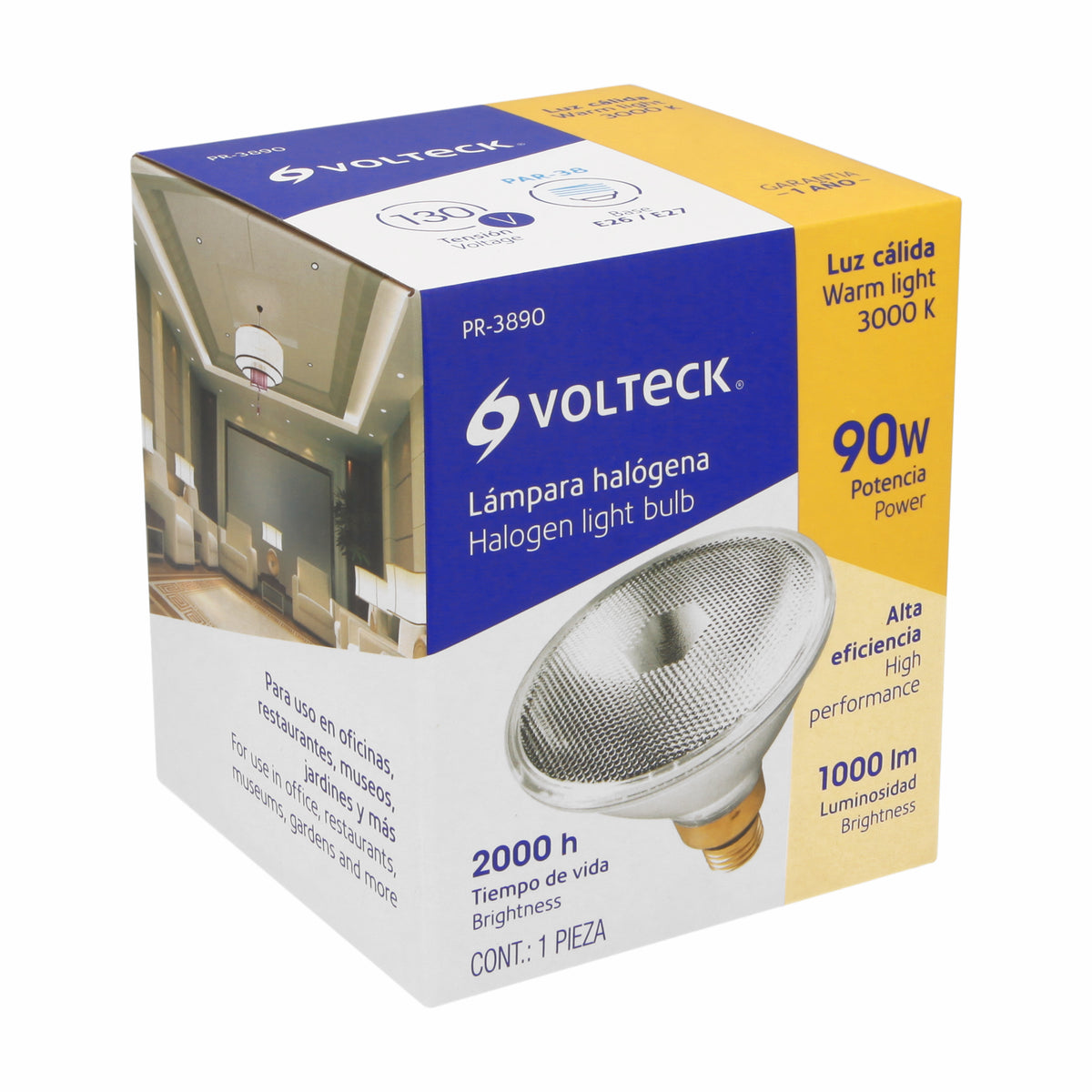 Volteck PR-3890 Foco de halógeno tipo PAR 38, 90 w, Volteck – Ferrenacional