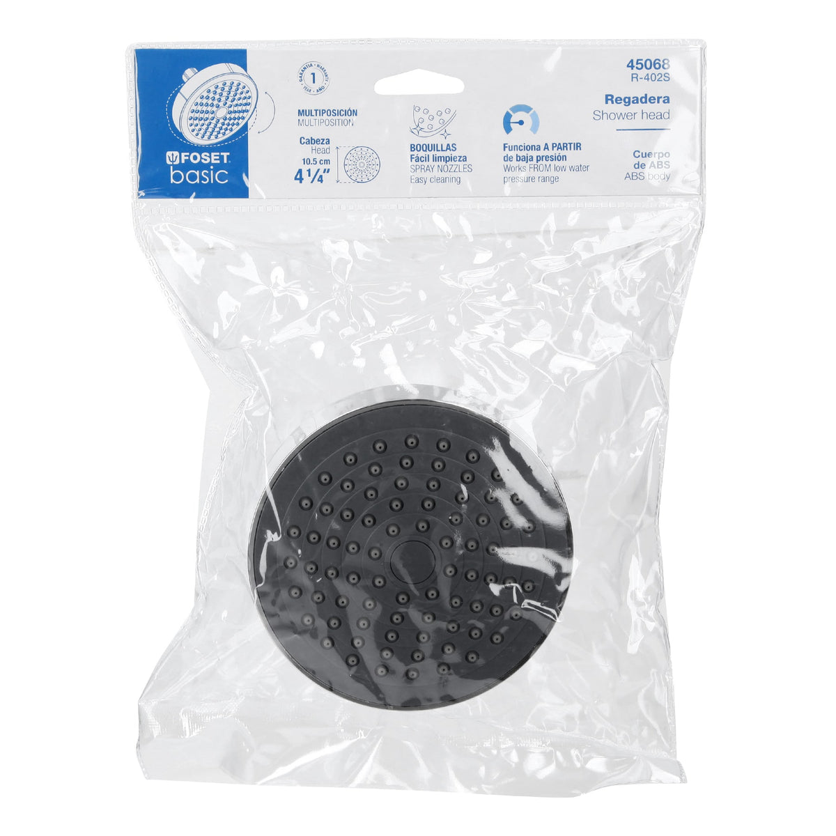 Foset R-402S Regadera redonda, ABS, 4-1/4', sin brazo, Basic ...