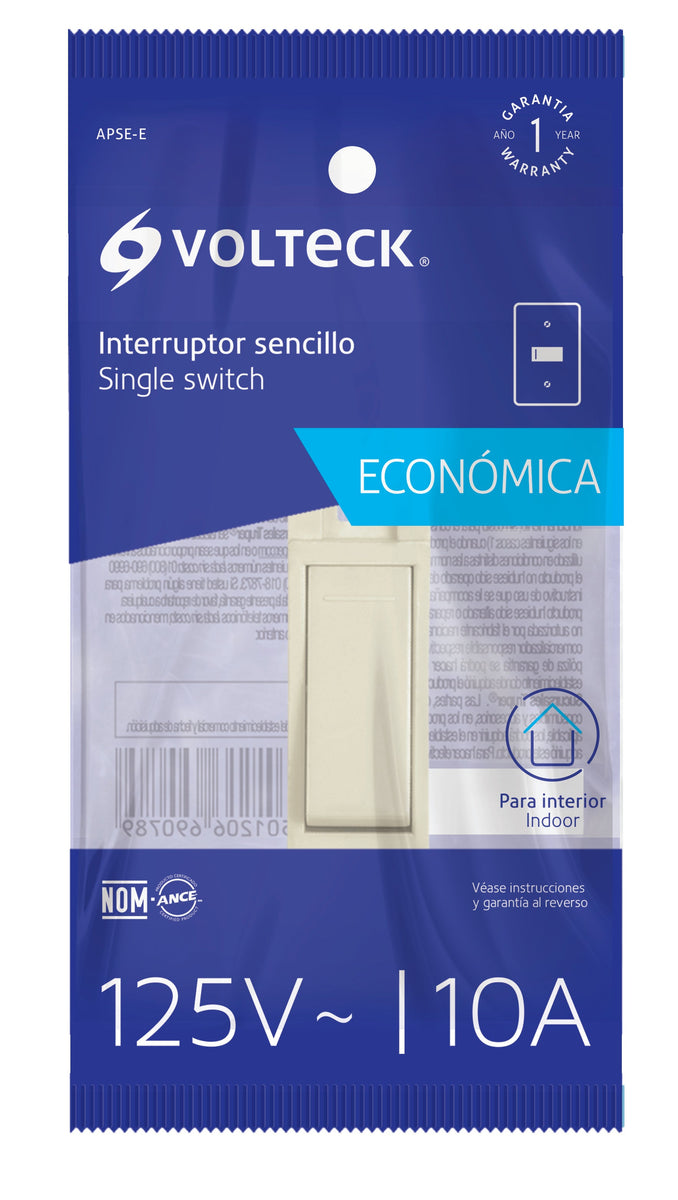 Volteck APSE-E Interruptor sencillo, línea Económica – Ferrenacional