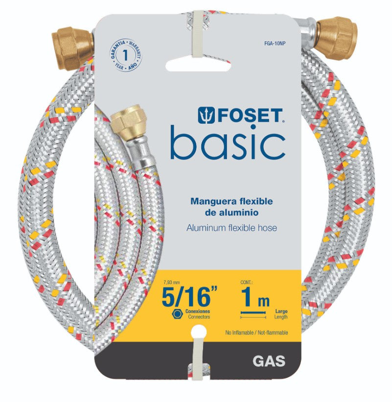 Foset FGA-10NP Manguera para gas, aluminio, 5/16' X 100 cm, Foset Basi ...