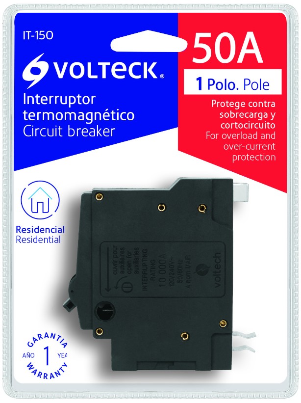 Volteck IT-150 Interruptor termomagnético 1 polo 50 A, Volteck ...