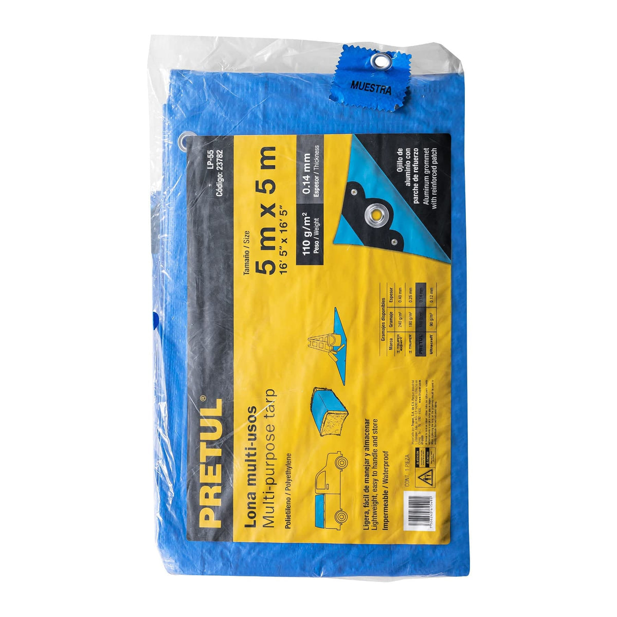 Pretul LP-55 Lona 5 x 5 m, azul – Ferrenacional