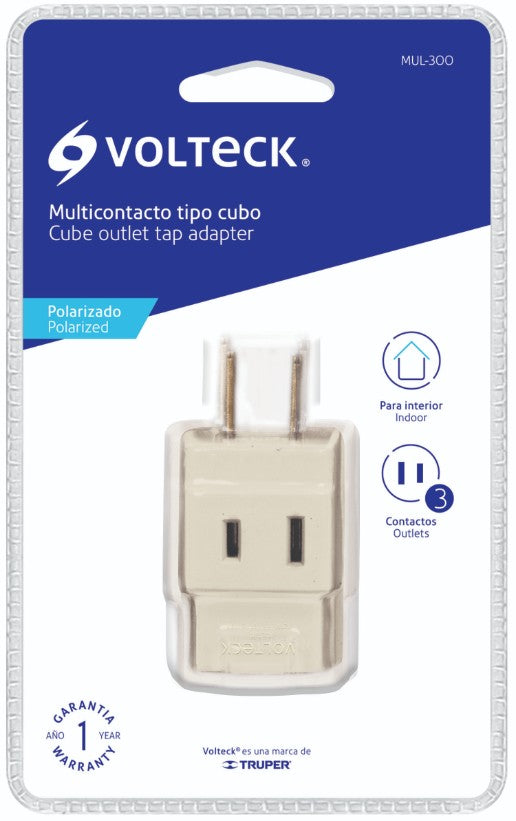 Volteck MUL-300 Multicontacto triple, tipo cubo, Volteck – Ferrenacional