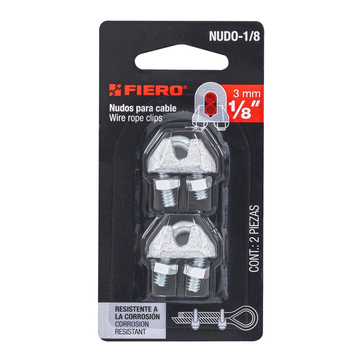 Fiero NUDO-1/8 Caja con 12 blísteres de nudos para cable de 1/8 ...