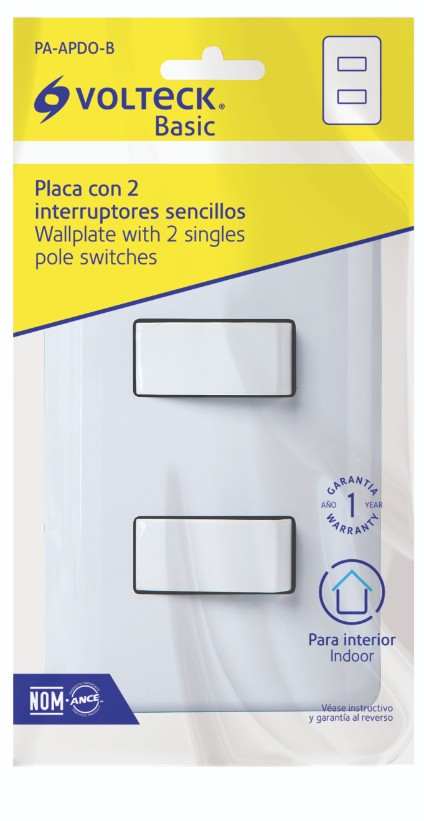 Volteck PA-APDO-B Placa armada con 2 interruptores sencillos, Volteck ...