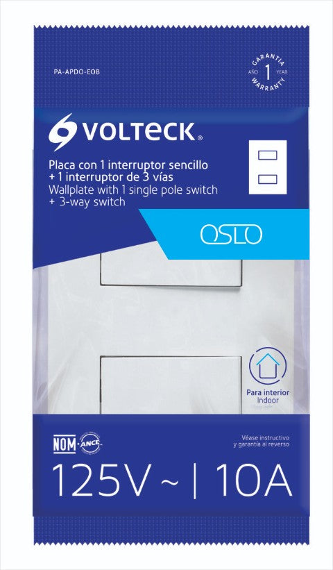 Volteck PA-APDO-EOB Placa armada interruptor sencillo y escalera, Oslo ...