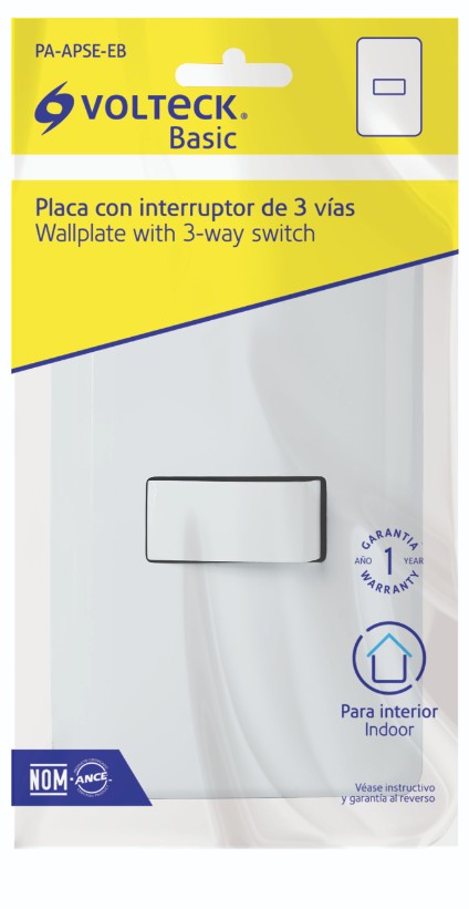 Volteck PA-APSE-EB Placa armada con 1 interruptor de 3 vías, Volteck B ...