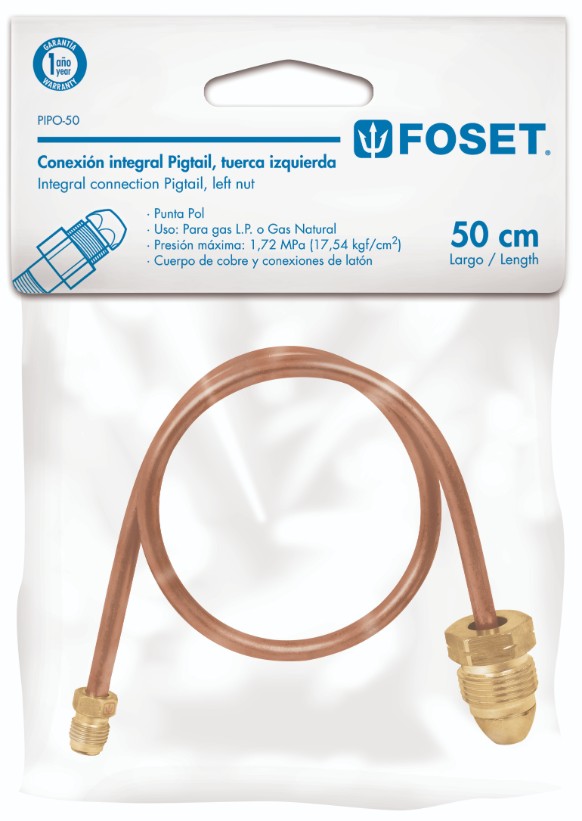 Foset PIPO-50 Pigtail con tuerca izquierda, punta pool, 50 cm ...