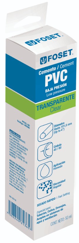 Foset PPVC-50 Cemento para PVC, tubo 50 g – Ferrenacional
