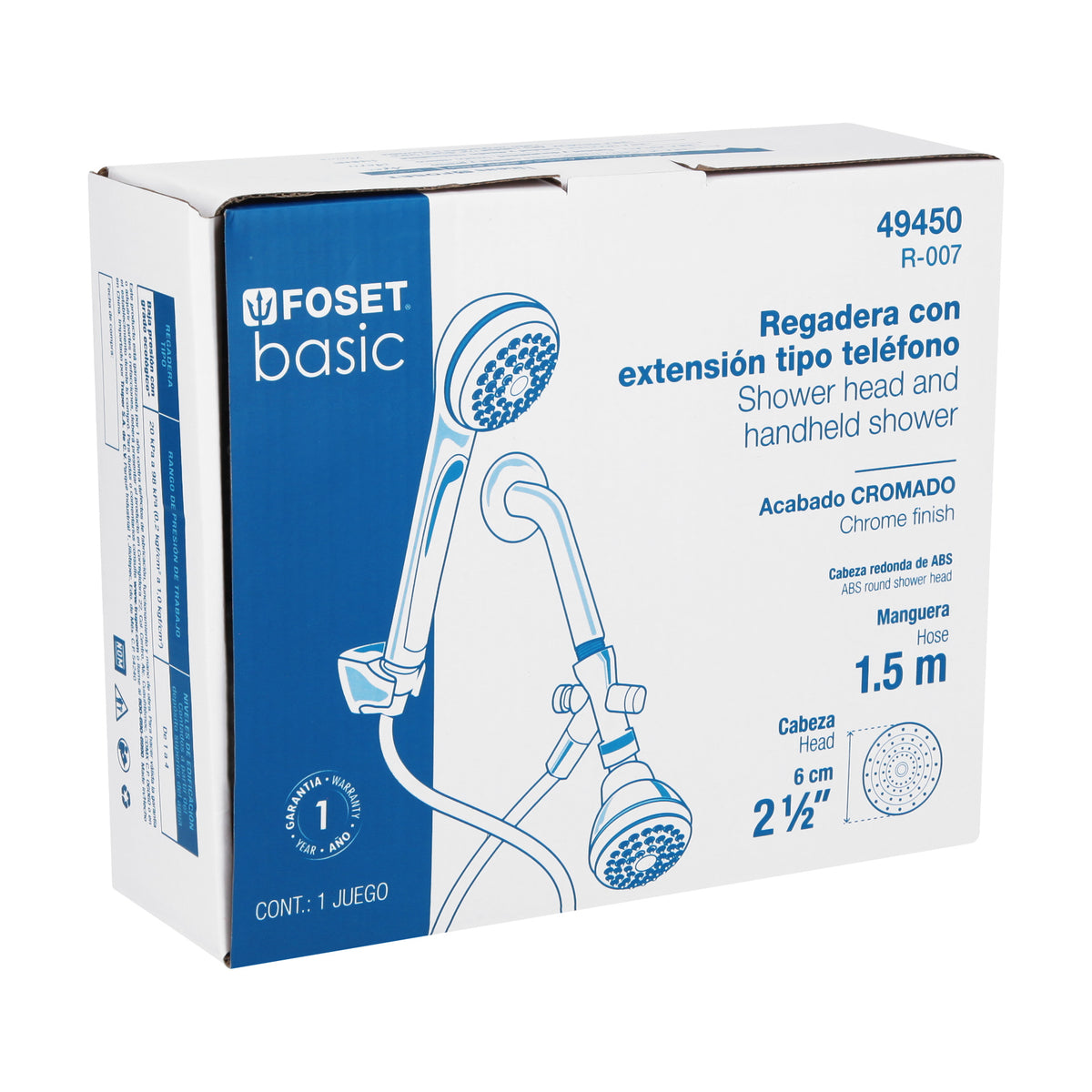 Foset R-007 Regadera plástica tipo teléfono, Basic – Ferrenacional