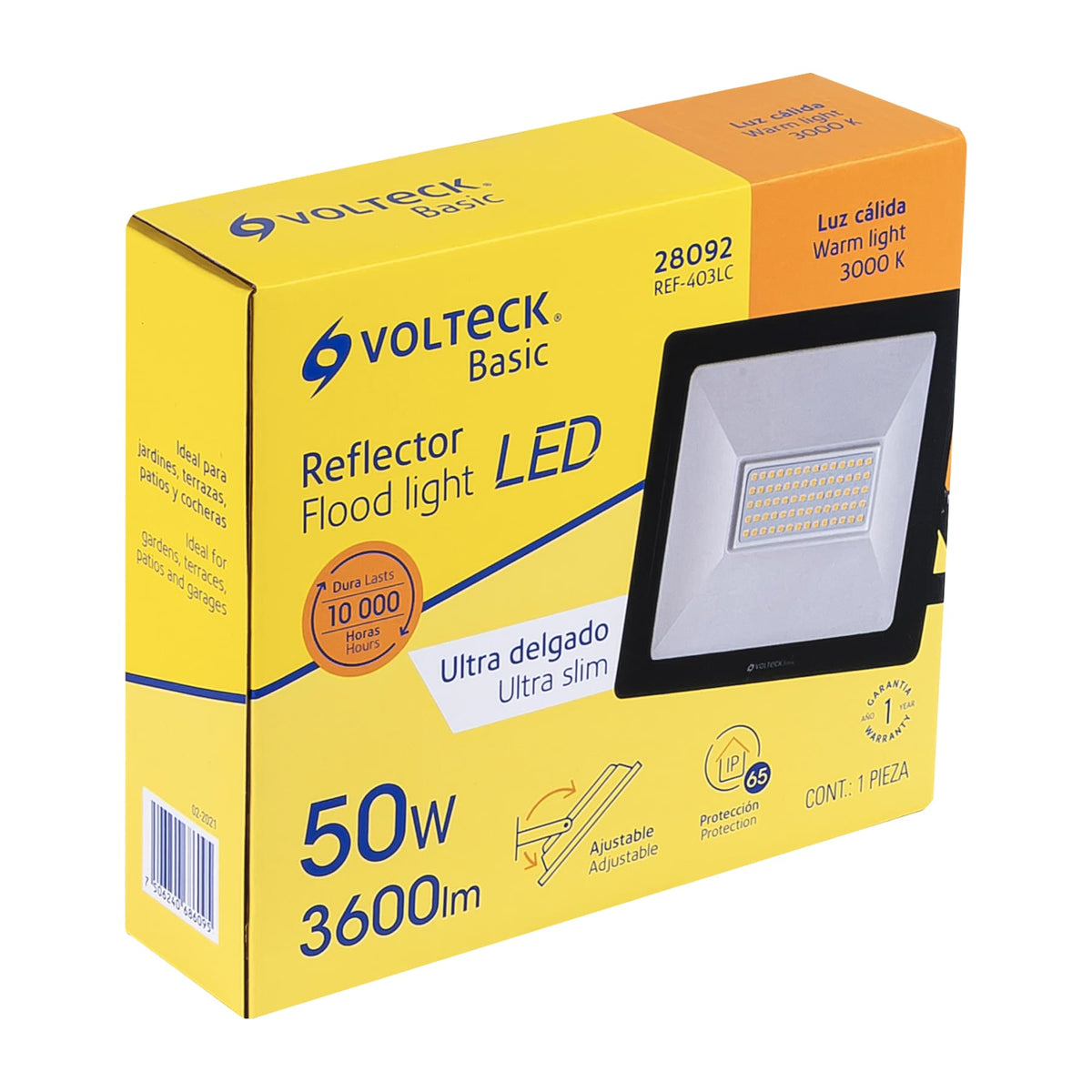 Volteck REF-403LC Reflector ultra delgado LED 50 W luz cálida, Volteck ...