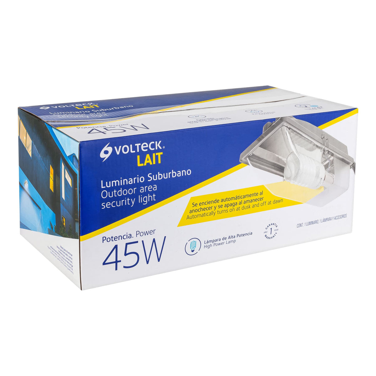 Volteck SUB-830F Suburbano ABS con fotocelda, 45W, 6500K, Fluorescente ...